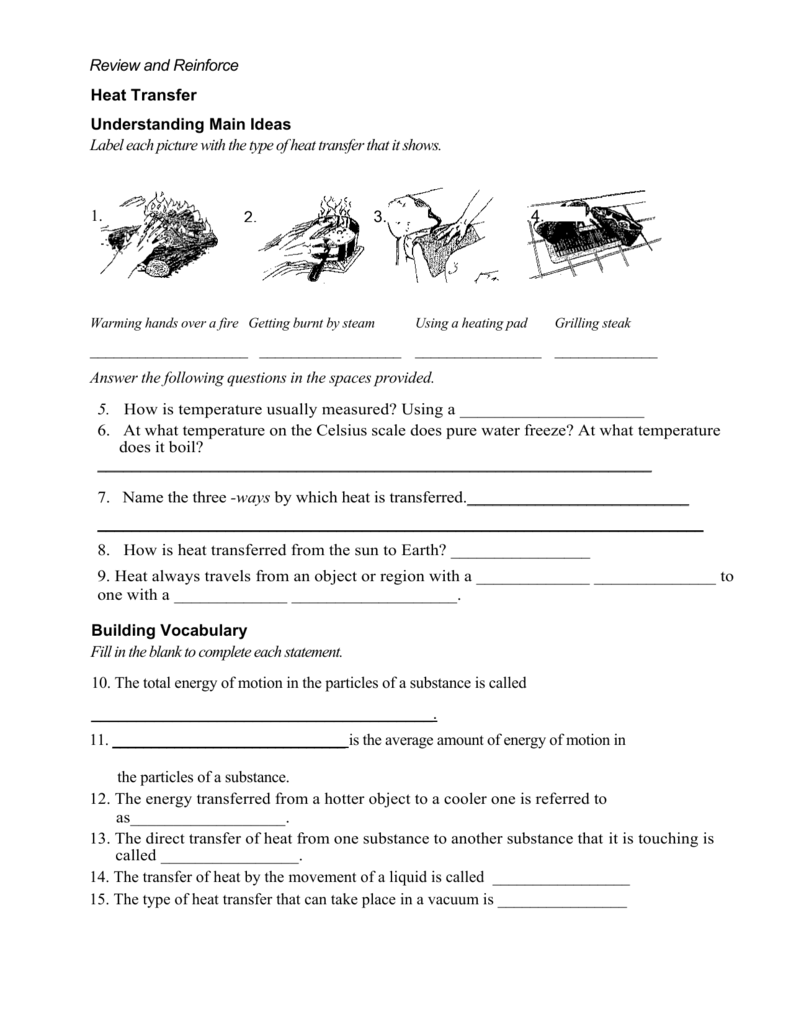 Heat Transfer Worksheet Heat Transfer Worksheet