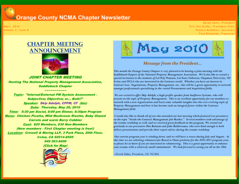 NCMA OC Chapter Newsletters