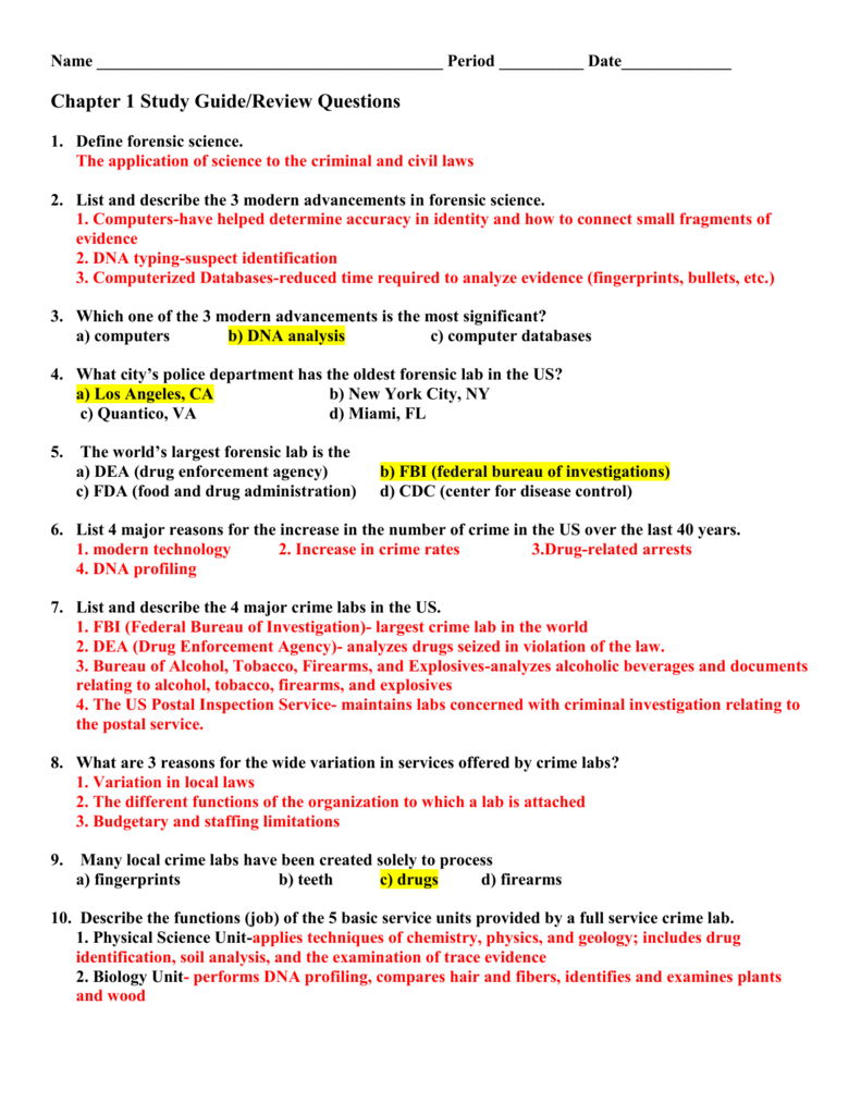 Criminalistics Chapter 1 Study Guide Criminalistics Chapter 1 Study Guide