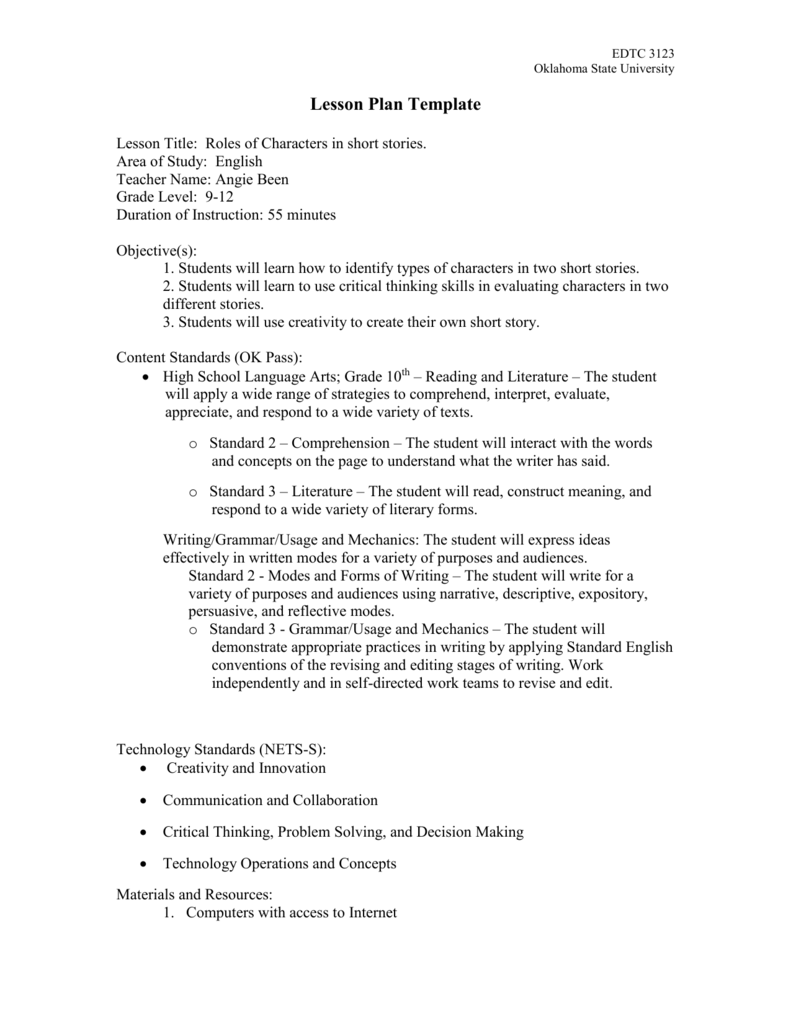 Lesson Plan Template