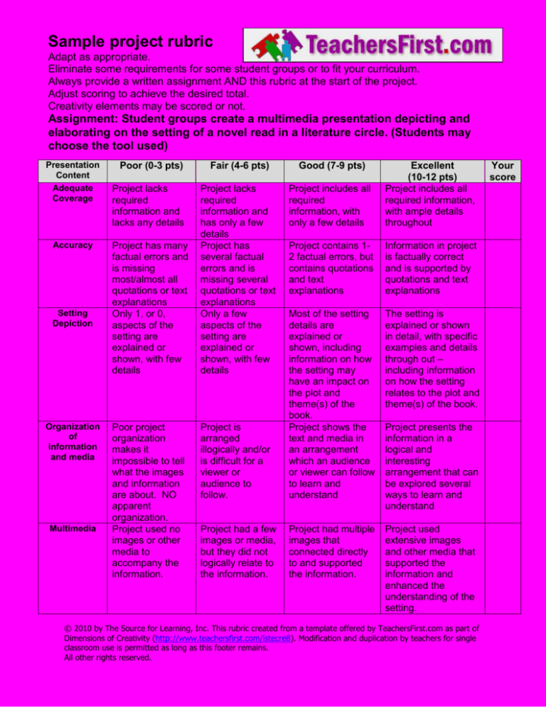 Presentation Rubric