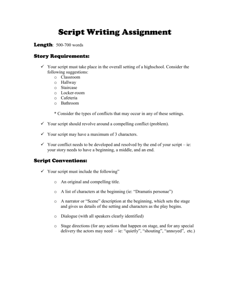 Script Writing Assignment