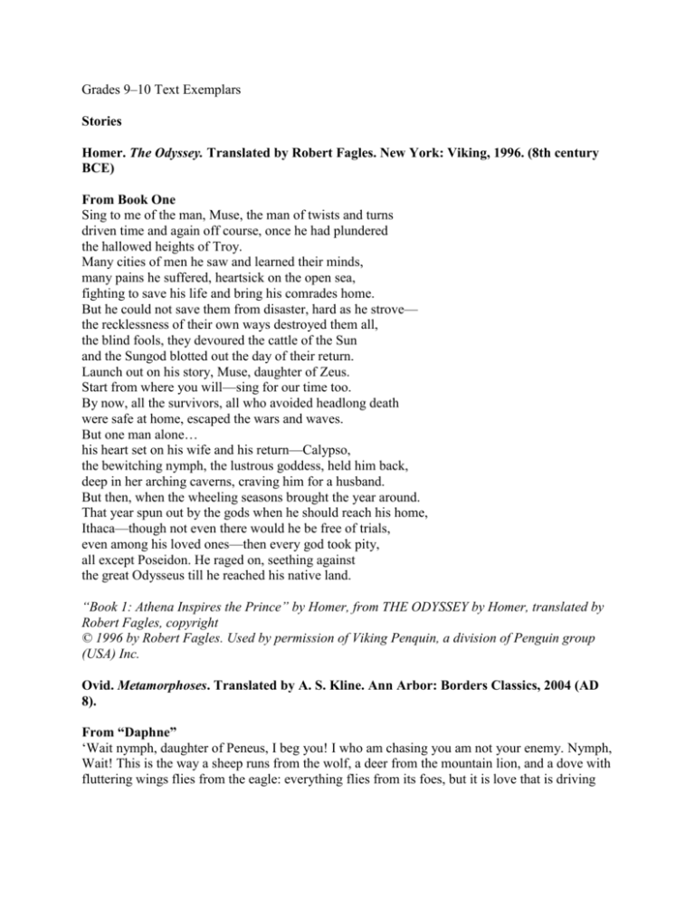 9 12 ELA Text Exemplars Appendix B 9 12 ELA Text Exemplars Appendix B