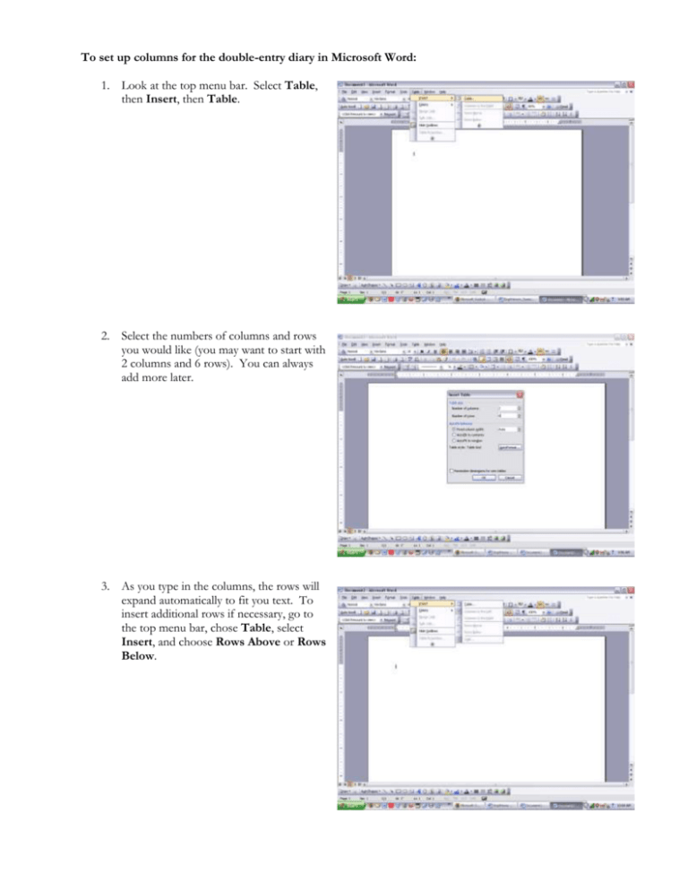 To Set Up Columns For The Double
