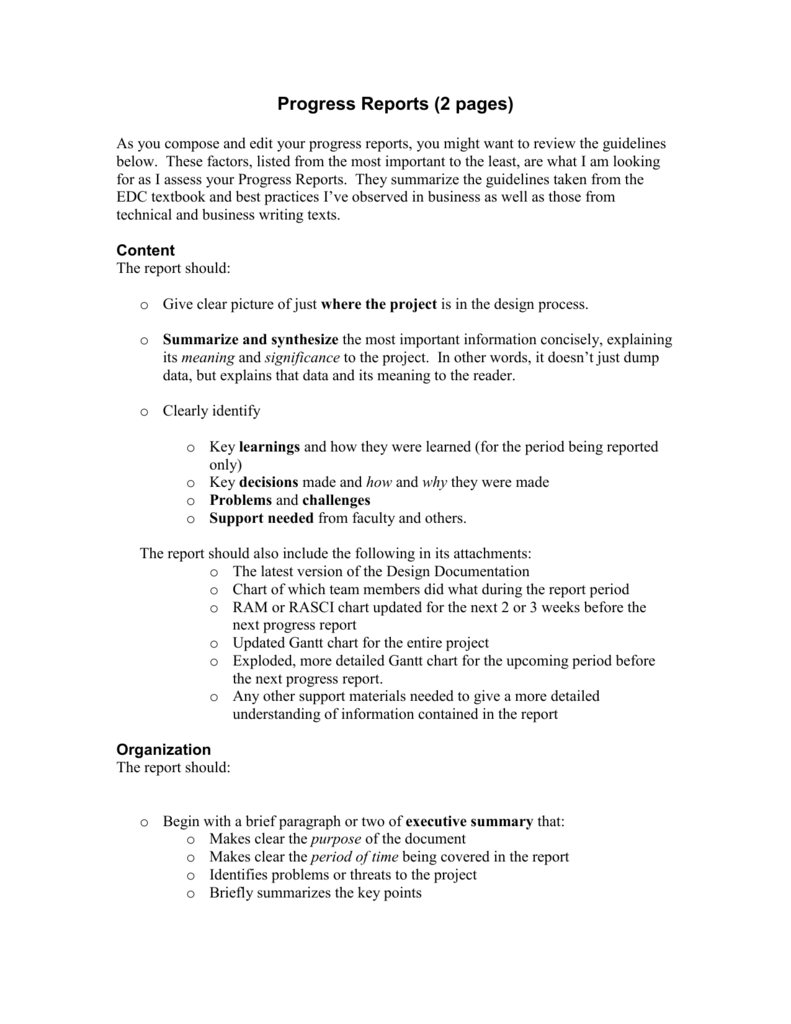 Writing EDC Progress Reports