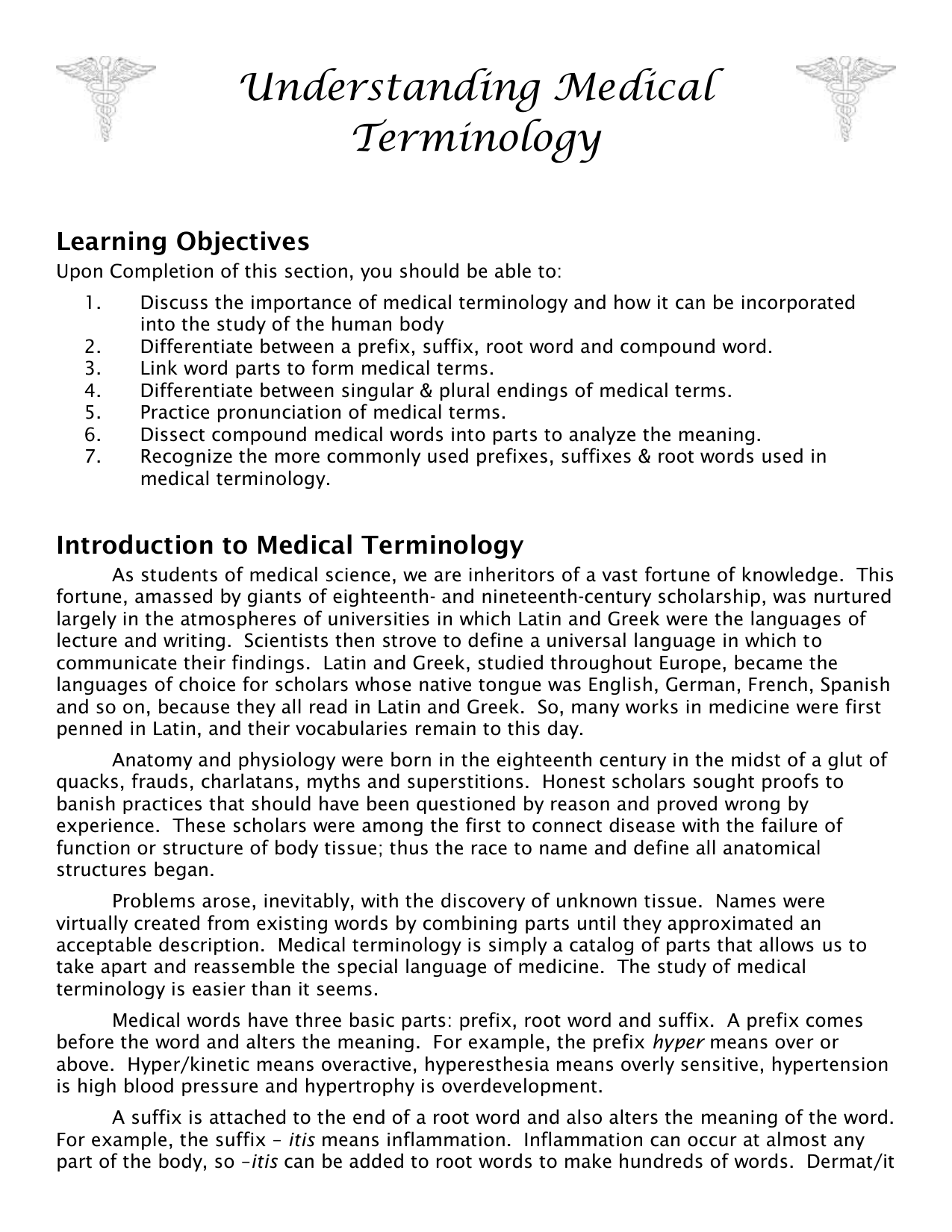 Medical Terminology Medical Terminology