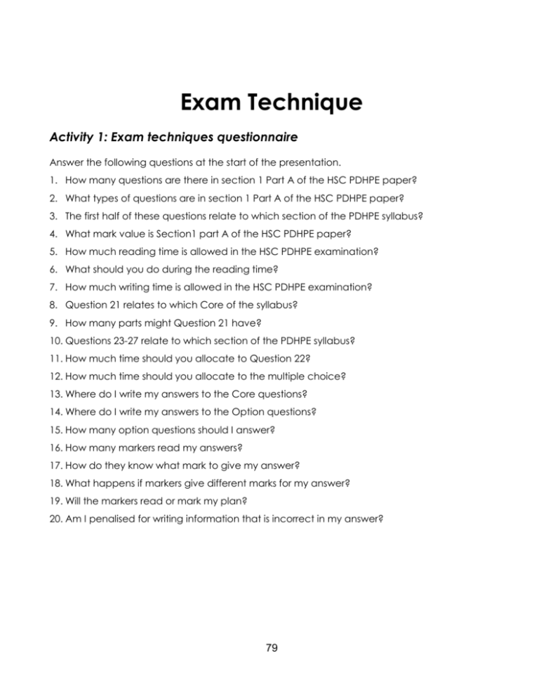 Responding To HSC Examination Questions