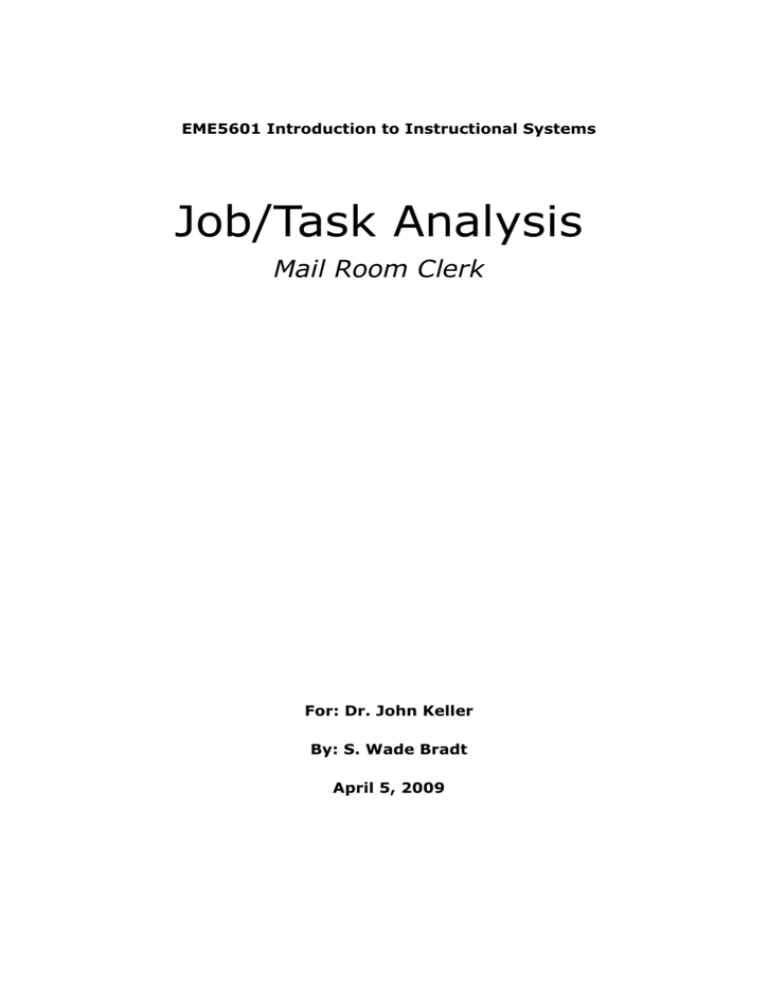 Job/Task Analysis