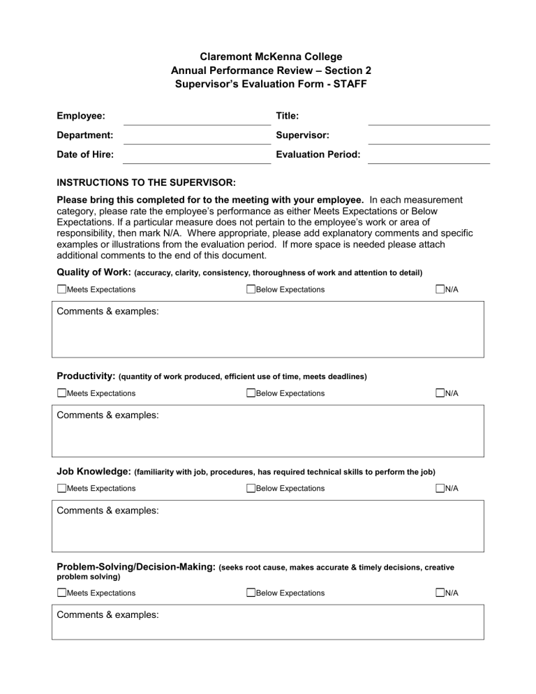 PERFORMANCE EVALUATION