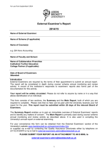 The Report Form used by External Examiners