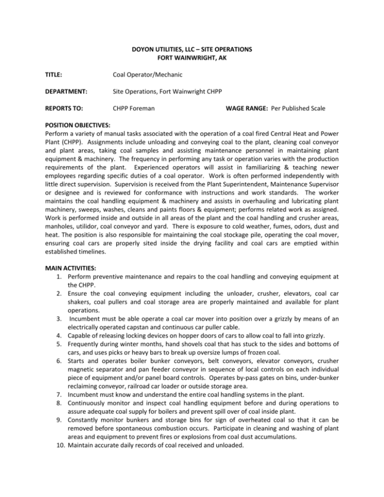 job description - Doyon Utilities