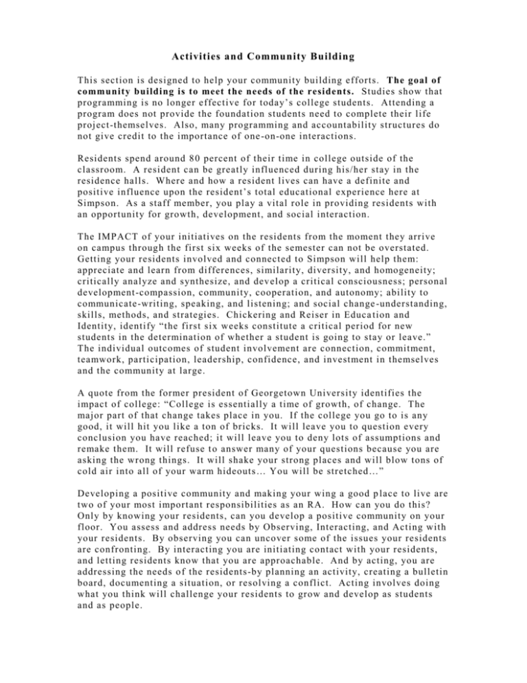 Programming - Resident Assistant