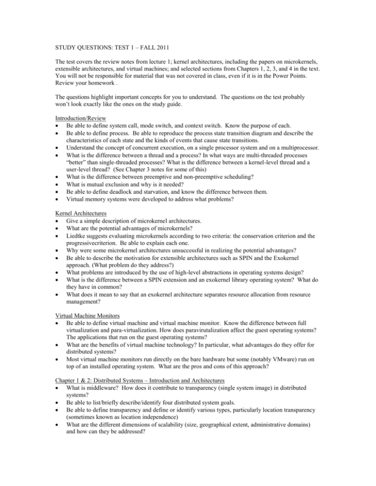 STUDY QUESTIONS TEST 1