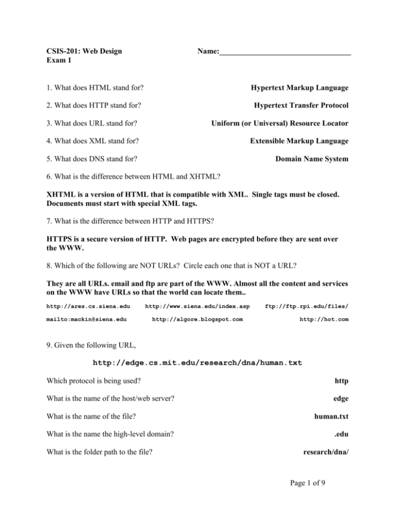Exam 1 Solutions