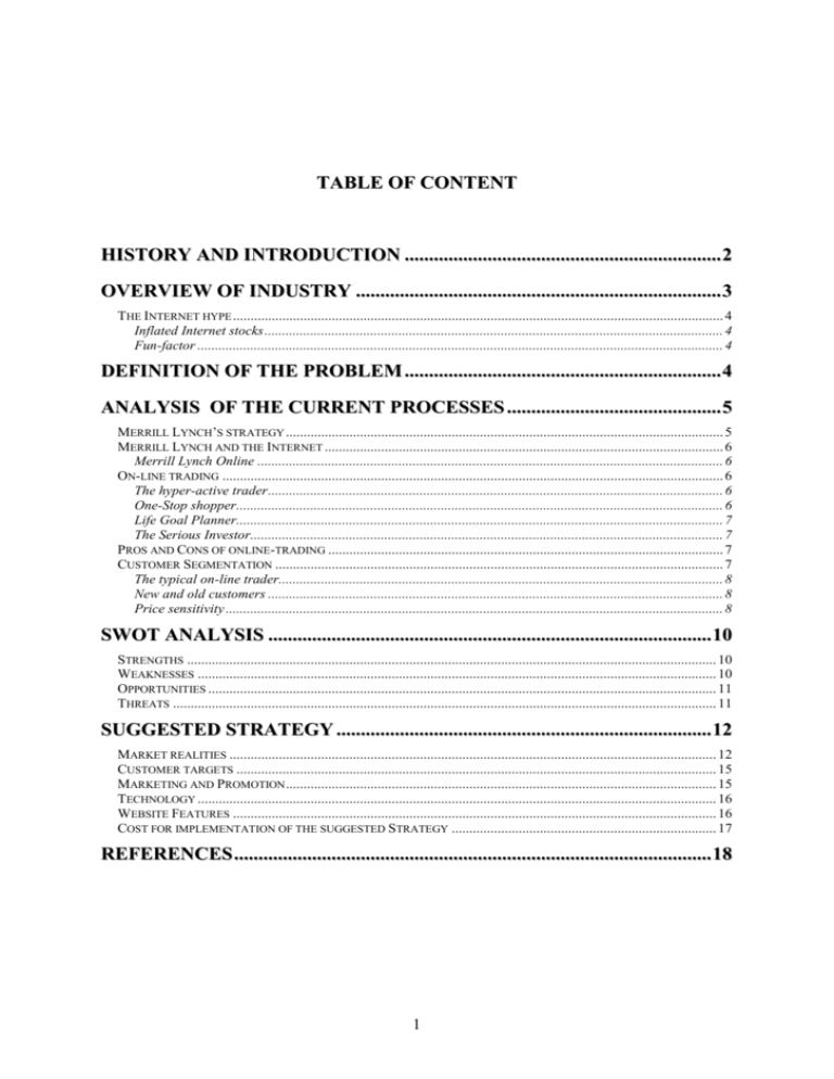 Merrill Lynch s Strategy