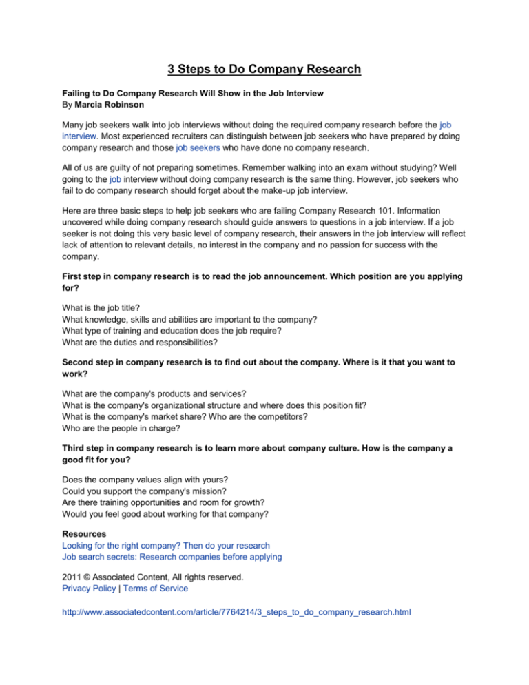 3 Steps to Do Company Research