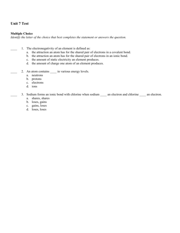 Unit 7 Test
