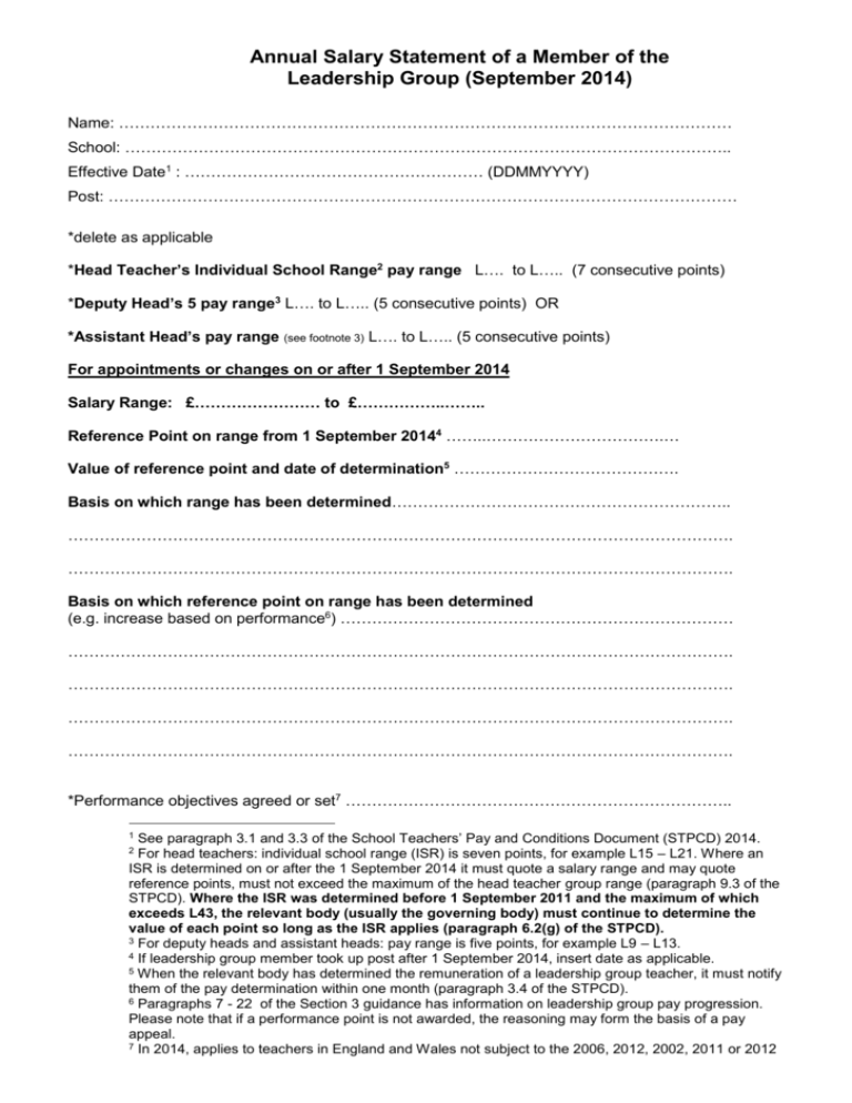 Annual Statement of a Member of the Leadership