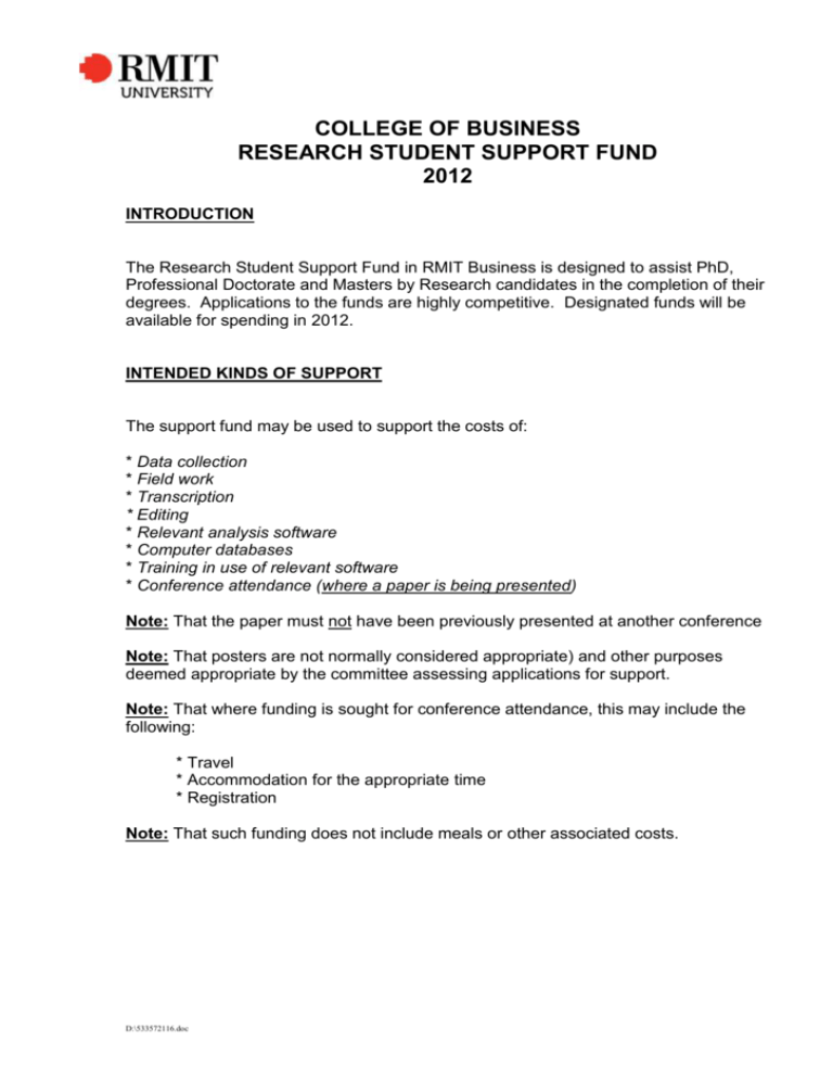 research student support fund