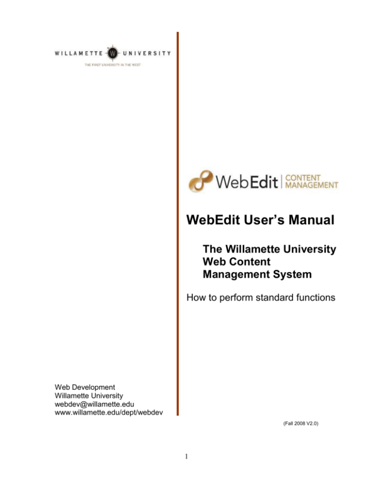 WebEdit Users Manual Willamette University