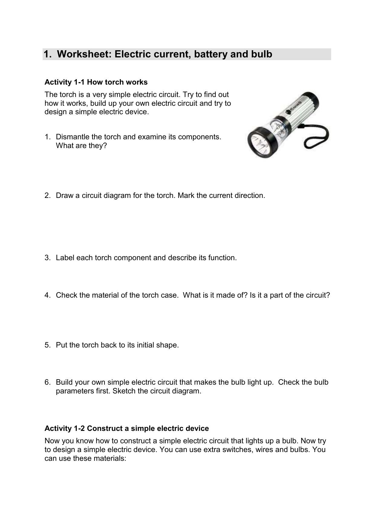 What Is A Simple Circuit Diagrams Worksheet Wiring Diagram