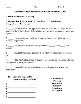 Scientific Method Review Worksheet