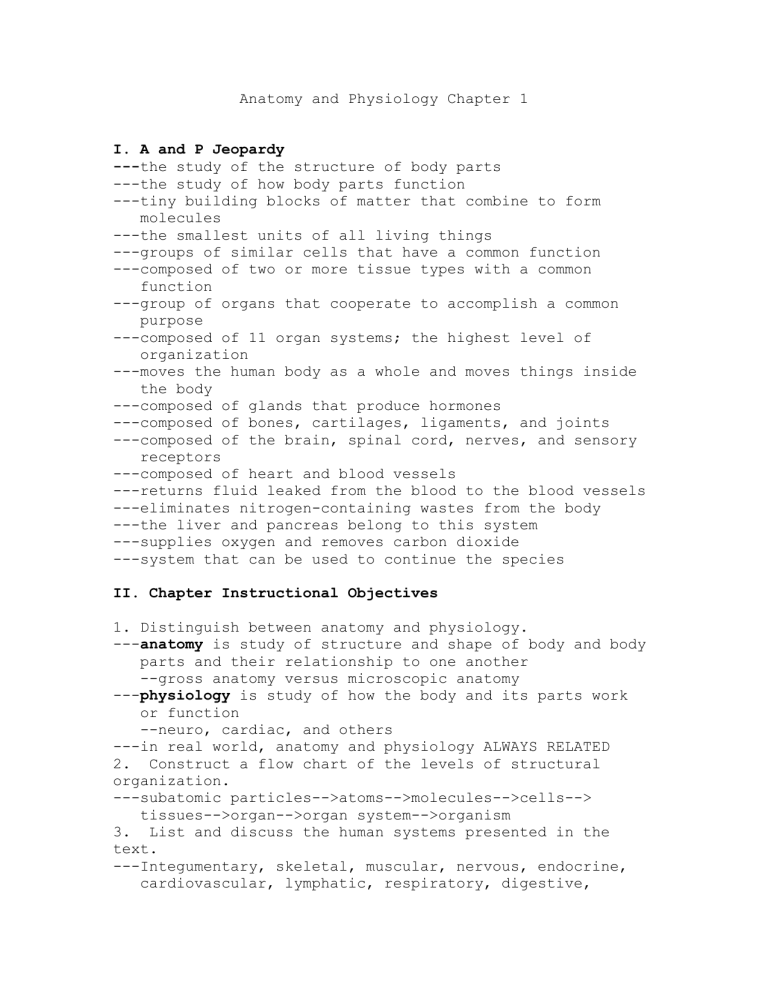 Anatomy And Physiology Chapter 1