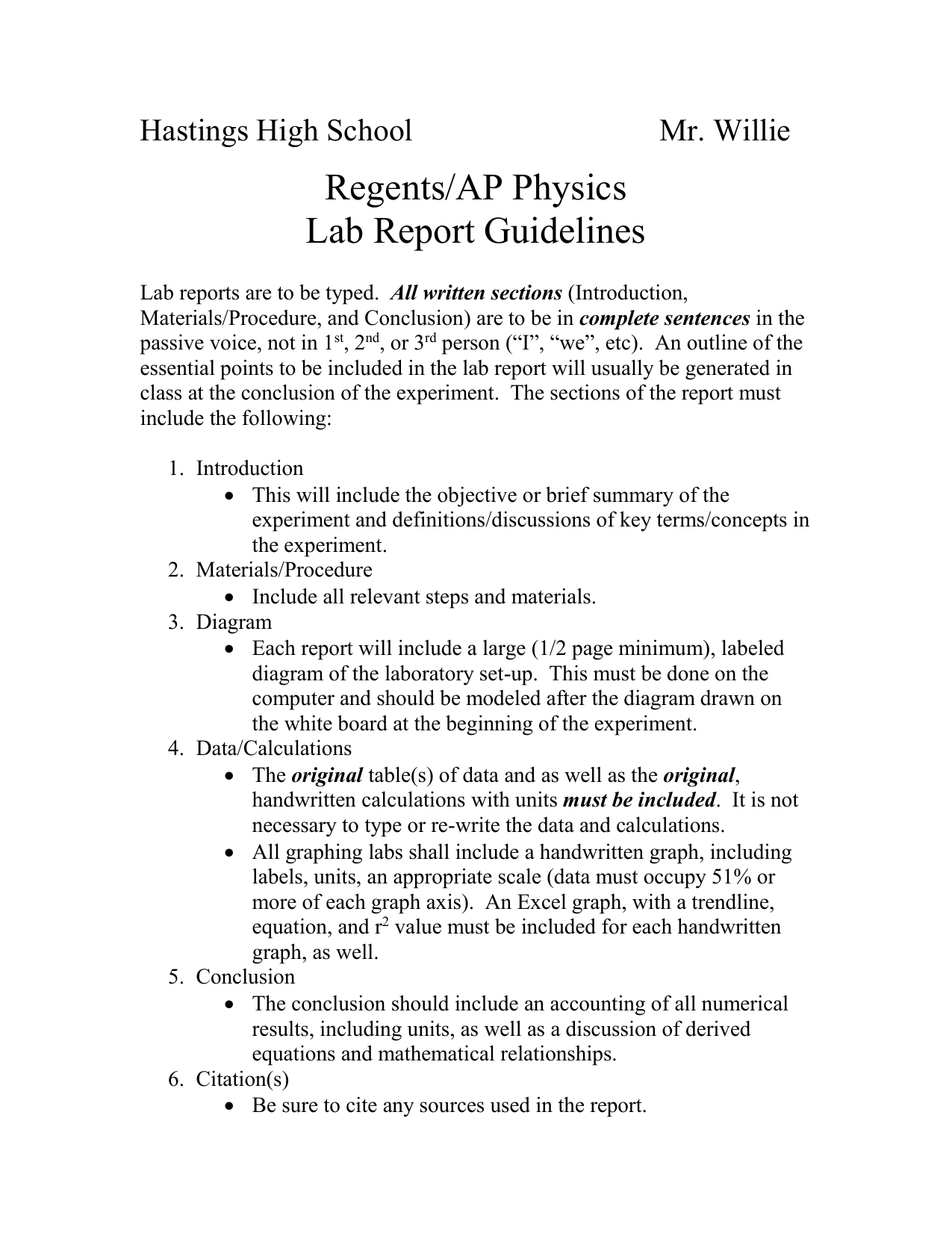 Lab Report Guidelines
