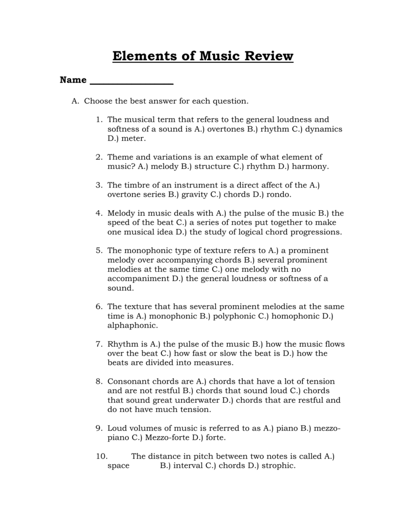Elements Of Music Quiz