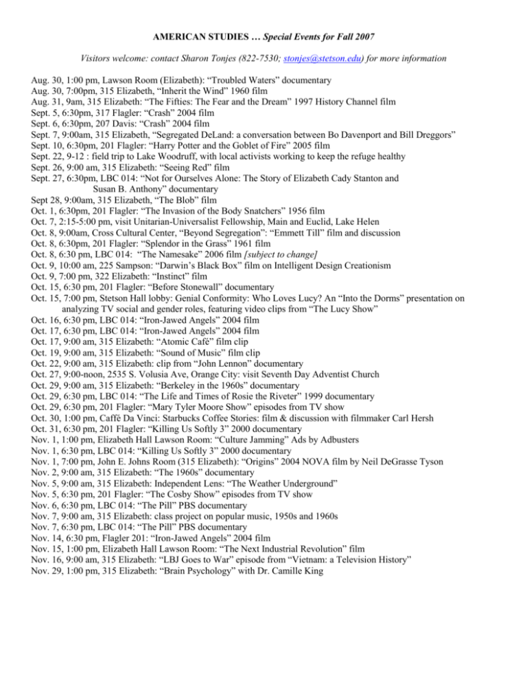 Special Events for Fall 2007