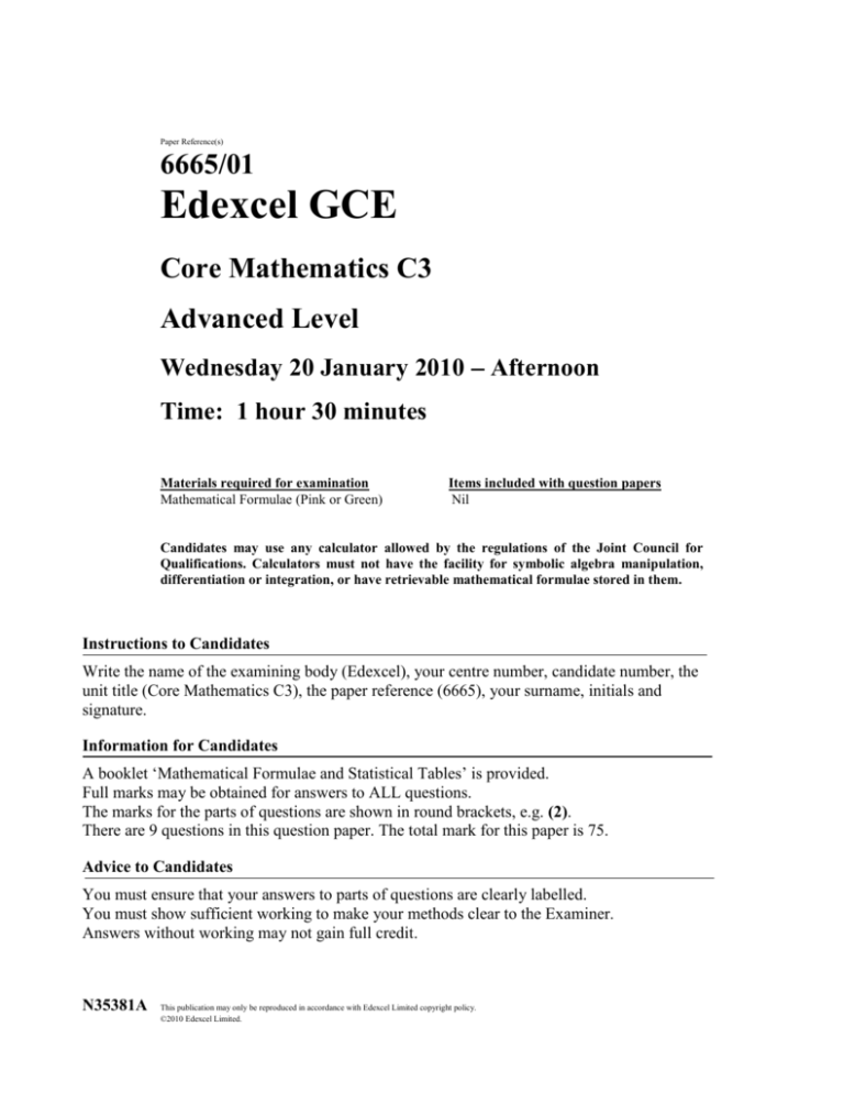 January 2010 Maths Genie