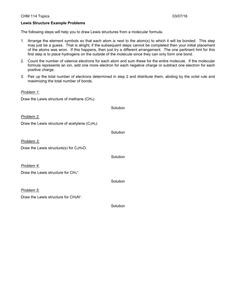 Lewis Structure Example Problems