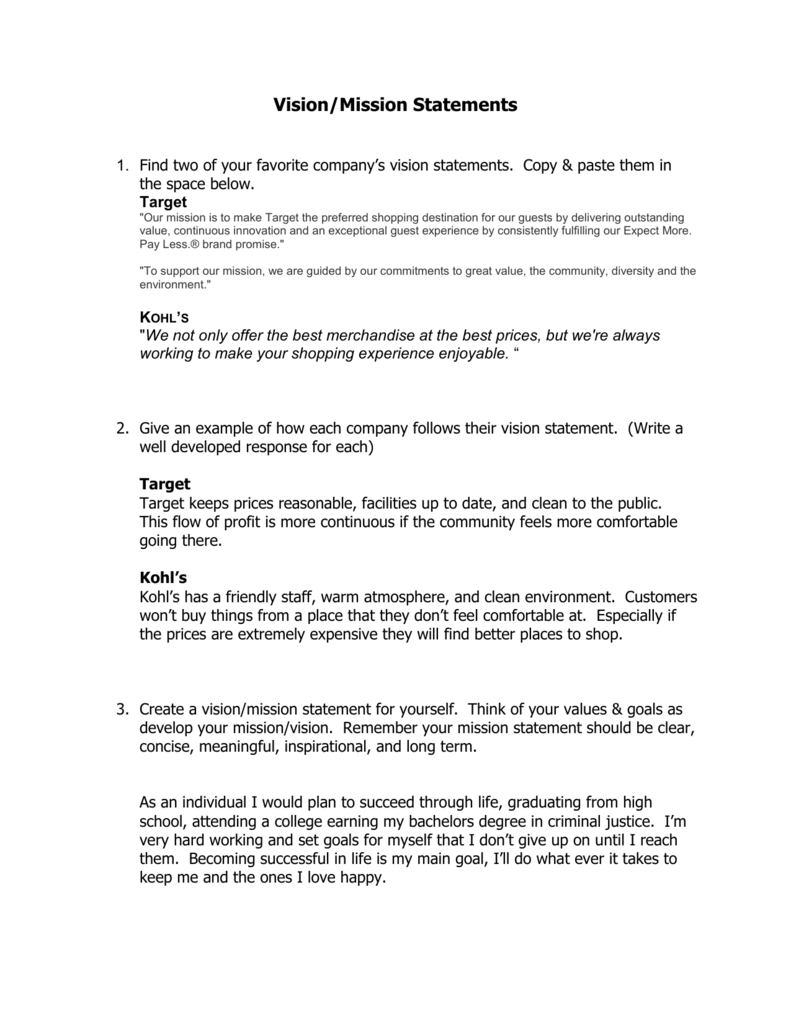 How To Write Mission And Vision Statements Pdf How To Write Mission And Vision Statements Pdf