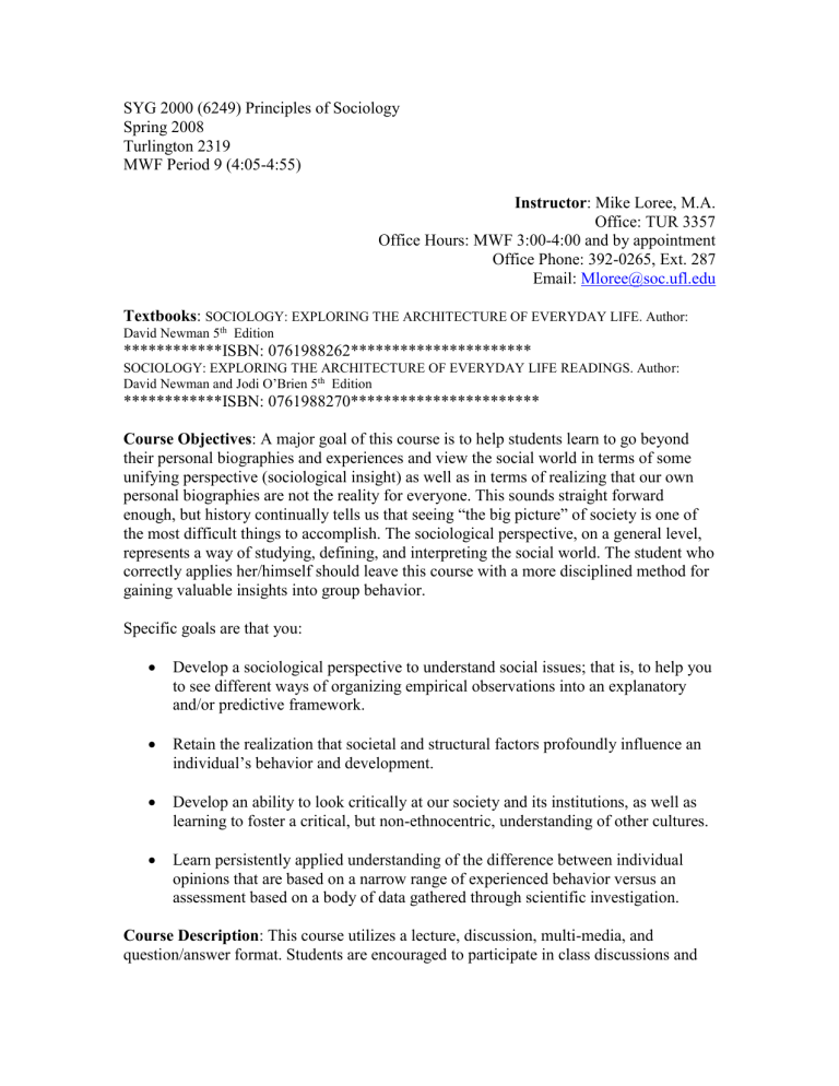 SYG 2000 Principles of Sociology