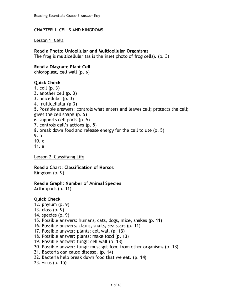 Reading Essentials Grade 5 Answer Key Macmillan McGraw Hill