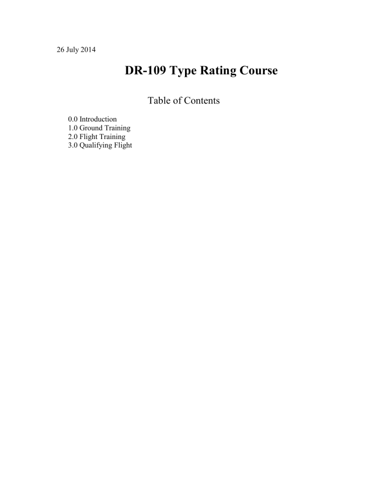 DR 109 Type Rating Course DR 109 Type Rating Course