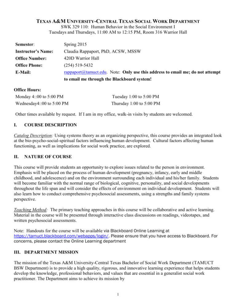 Syllabus Template Texas A M University