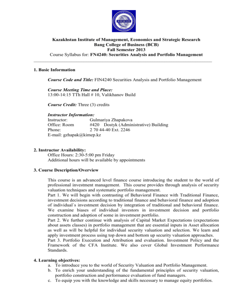 Security Analysis And Portfolio Management Security Analysis And Portfolio Management
