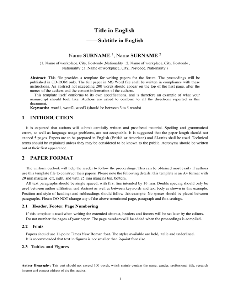 Conference Full Paper Template Conference Full Paper Template