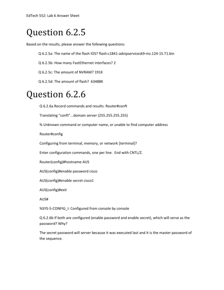 EdTech 552 Lab 6 Answer Sheet Question 6 2 5 Based On The