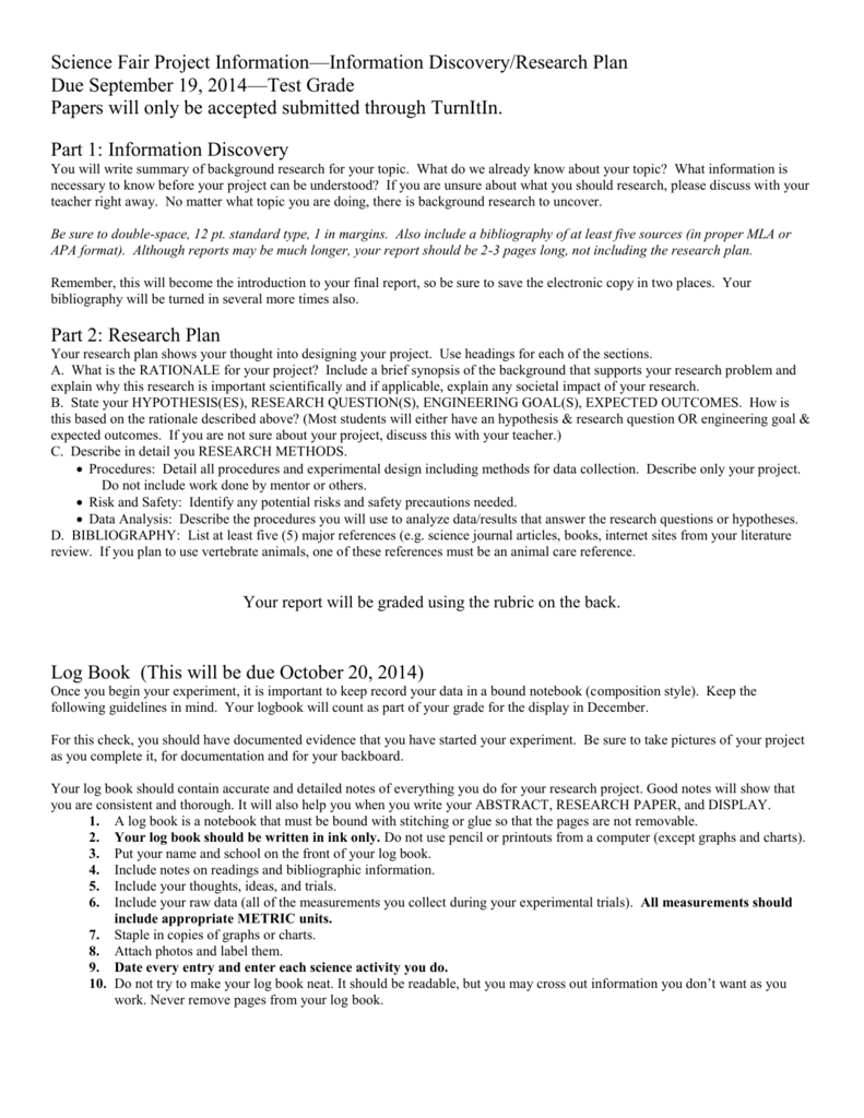  Science Fair Research Paper Introduction Example Example Of A 