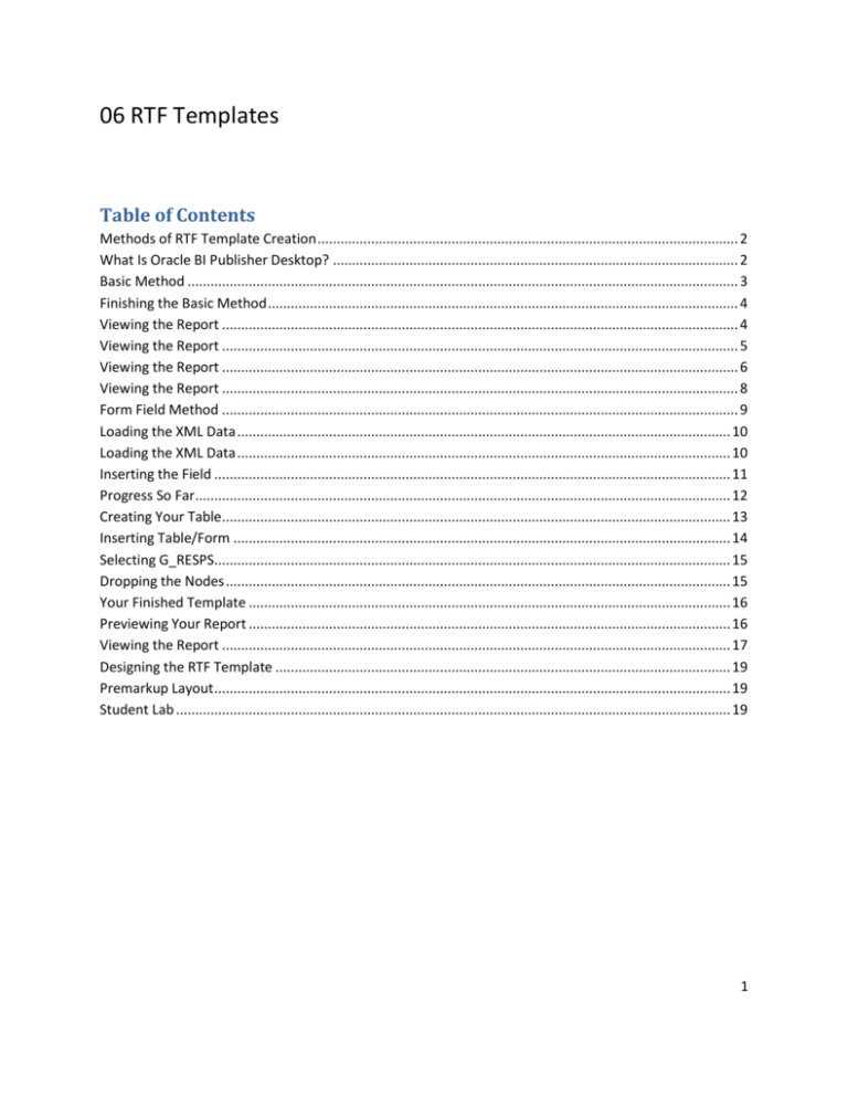 Methods Of RTF Template Creation