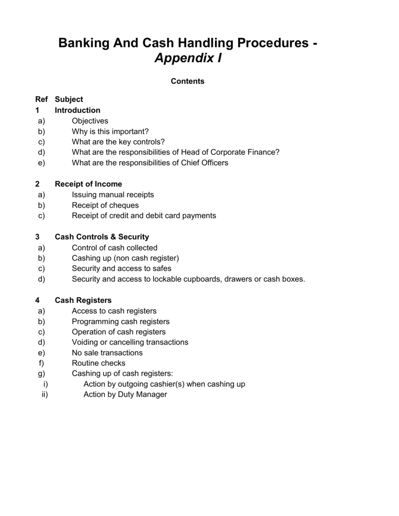 Banking And Cash Handling Procedures Banking And Cash Handling Procedures