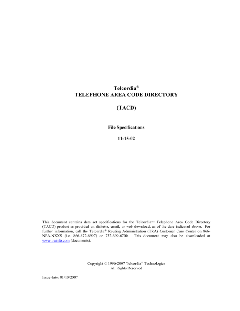 TELEPHONE AREA CODE DIRECTORY