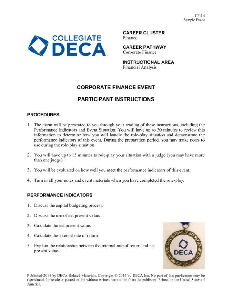 CORPORATE FINANCE EVENT PARTICIPANT INSTRUCTIONS CORPORATE FINANCE EVENT PARTICIPANT INSTRUCTIONS