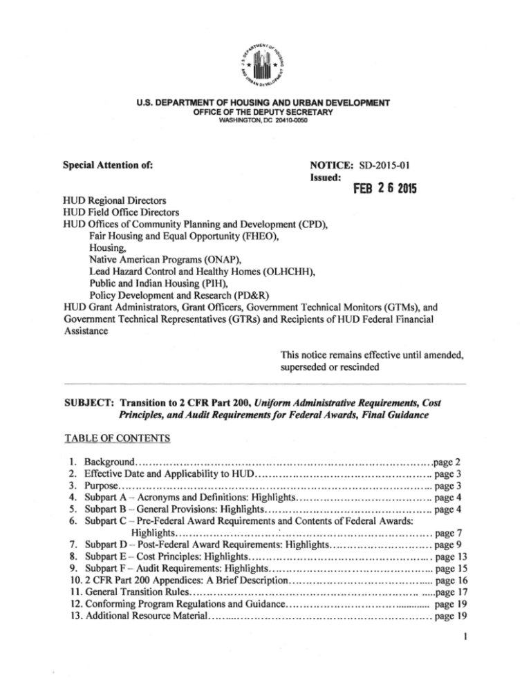 Transition To 2 CFR Part 200