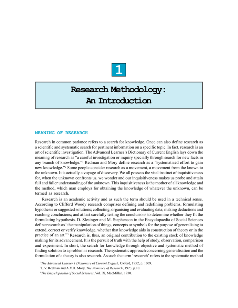 Research Methodology An Introduction