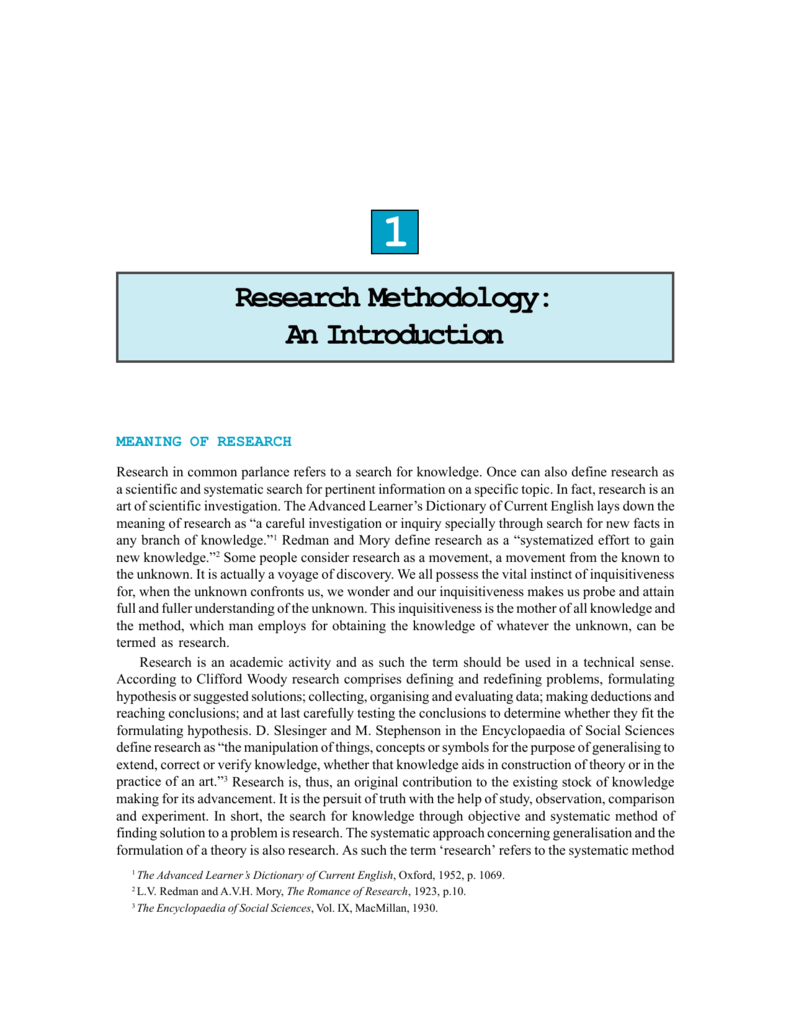 Research Methodology An Introduction