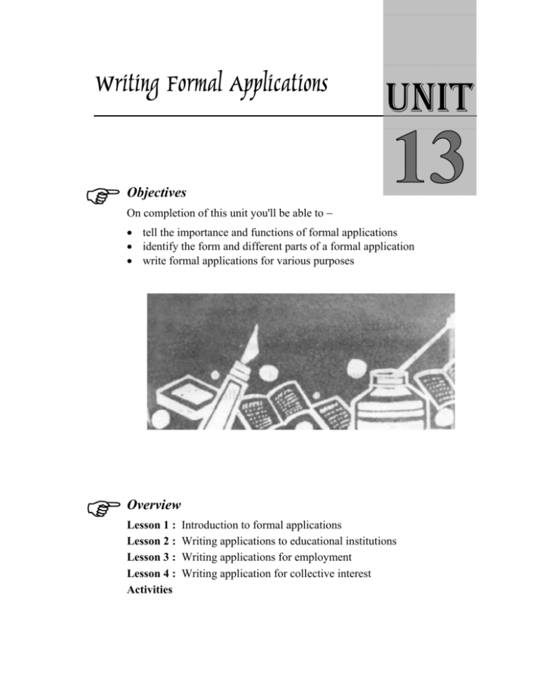 Writing Formal Applications Writing Formal Applications
