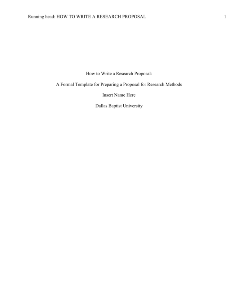How To Write A Proposal Template How To Write A Proposal Template